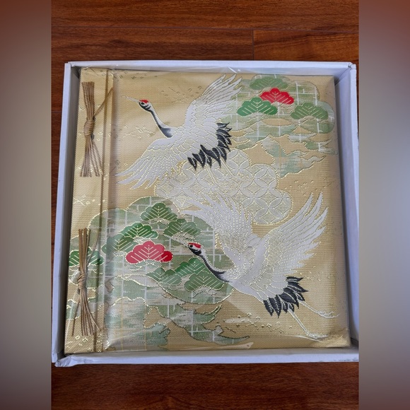 Other | Vintage Large Gold Photo Album Stitched Birds Silver Floral ...
